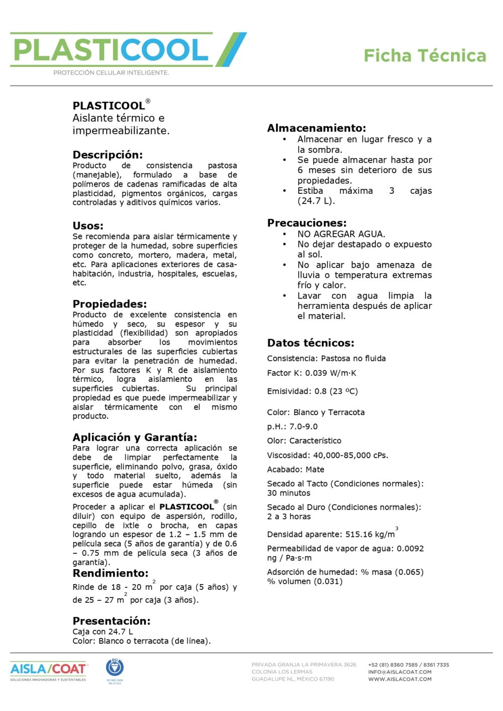 PLASTICOOL - Aislacoat