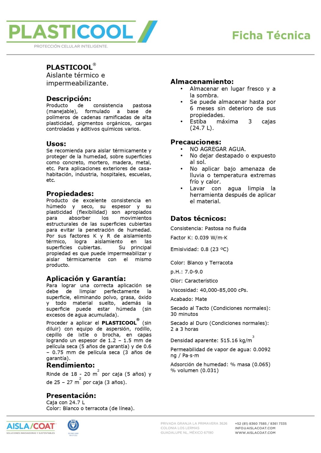 PLASTICOOL - Aislacoat
