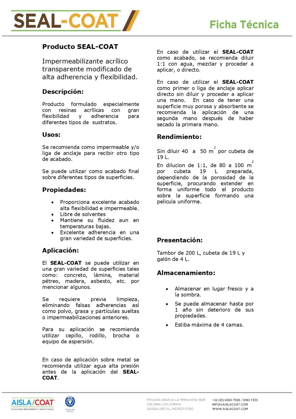 SEALCOAT - Aislacoat